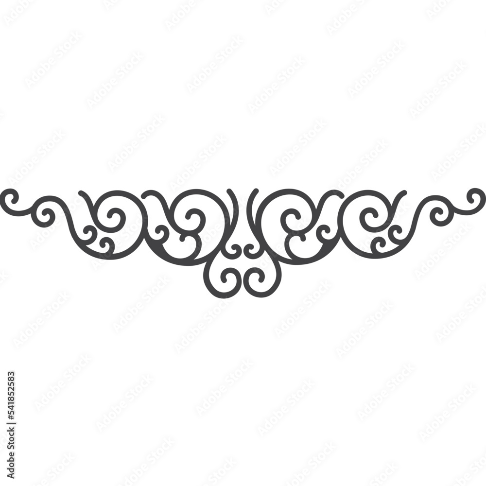 divider border floral and flourish ornament line art. Curved line ...
