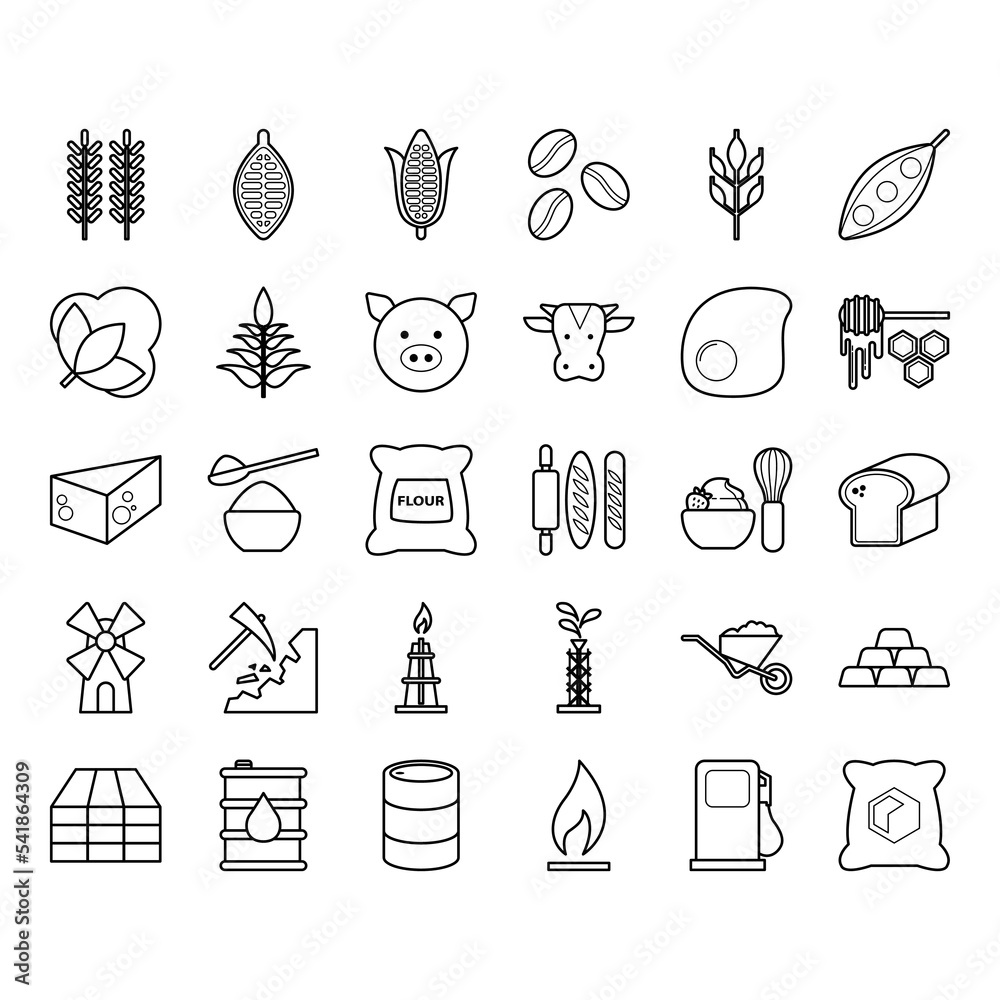 commodities icon set Stock Vector | Adobe Stock