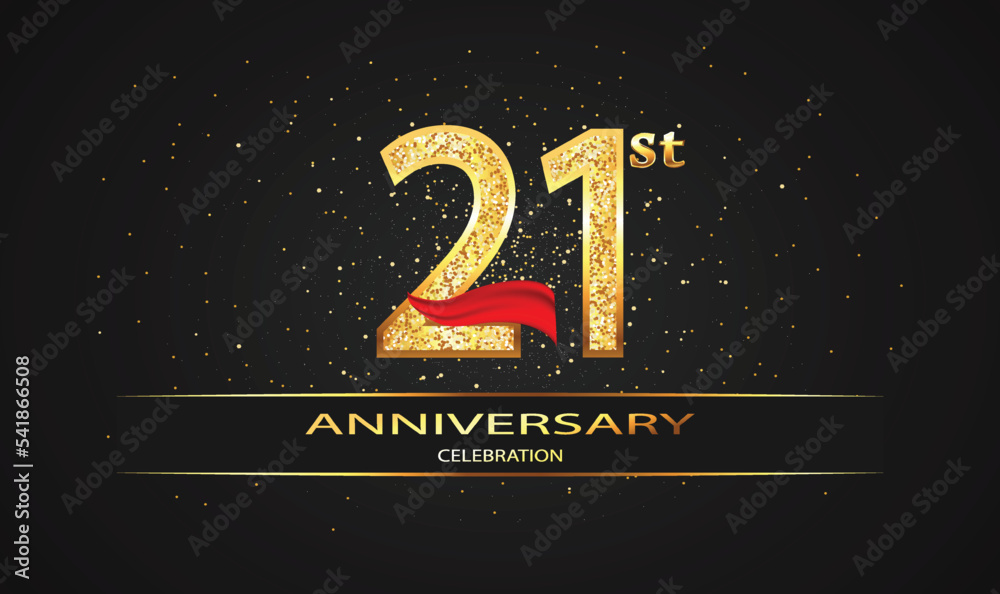 21 Year Anniversary celebration Vector Design with red ribbon and ...