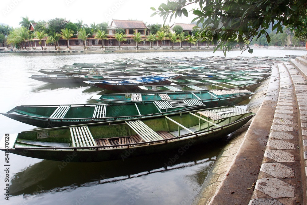 Colorful boat at Tam Coc, Ninh Binh Province, Vietnam Stock Photo ...