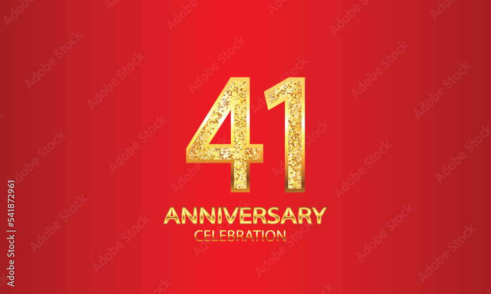 41 Year Anniversary celebration Vector Design with red background and ...