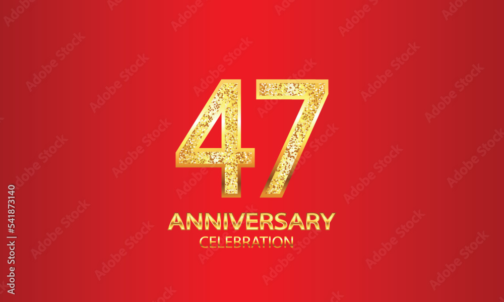 47 Year Anniversary celebration Vector Design with red background and ...