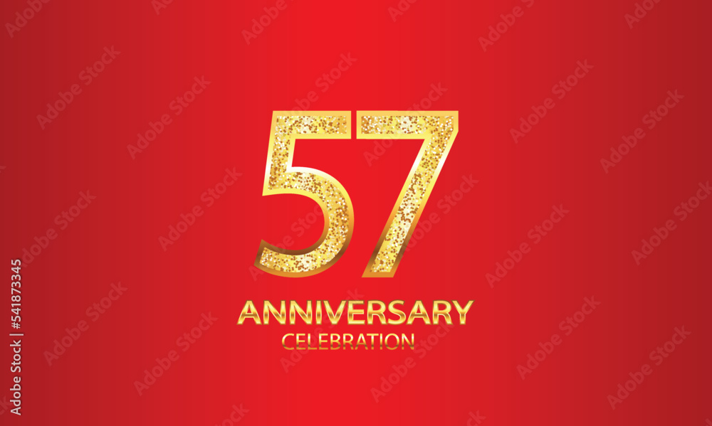 57 Year Anniversary celebration Vector Design with red background and ...