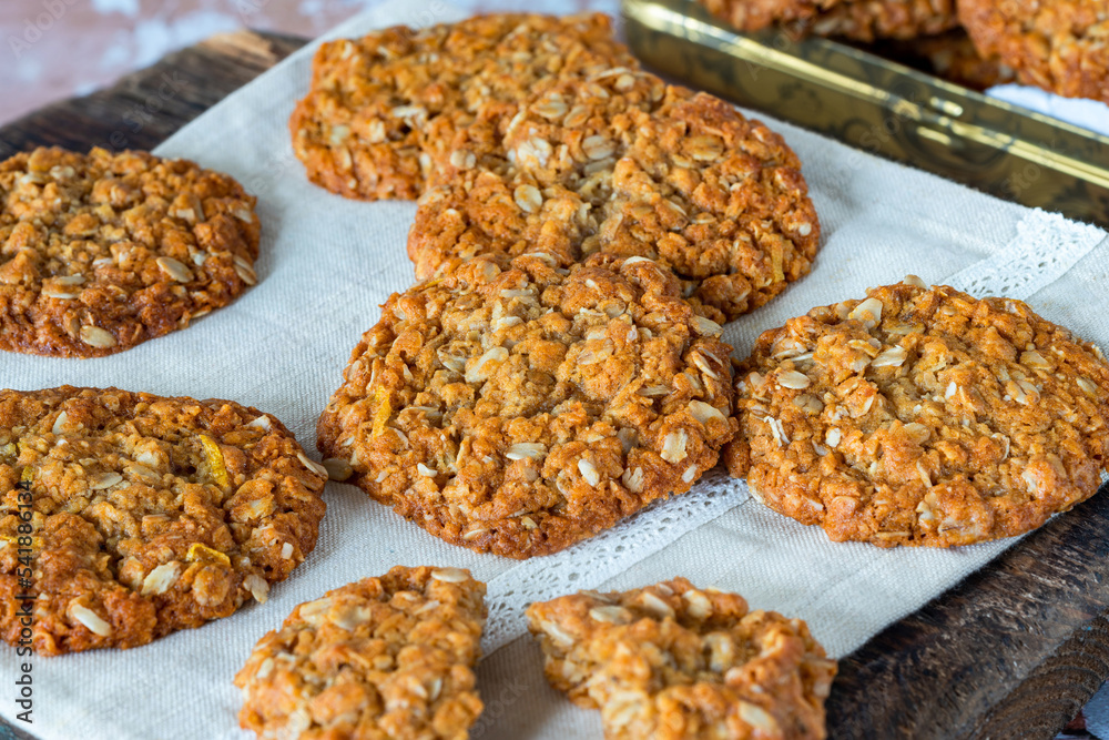Anzac biscuits - traditional sweet Australian oatmeal and coconut ...