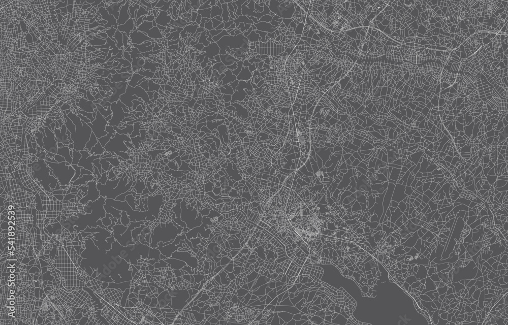 japan city map. vector illustration with black background, white ...