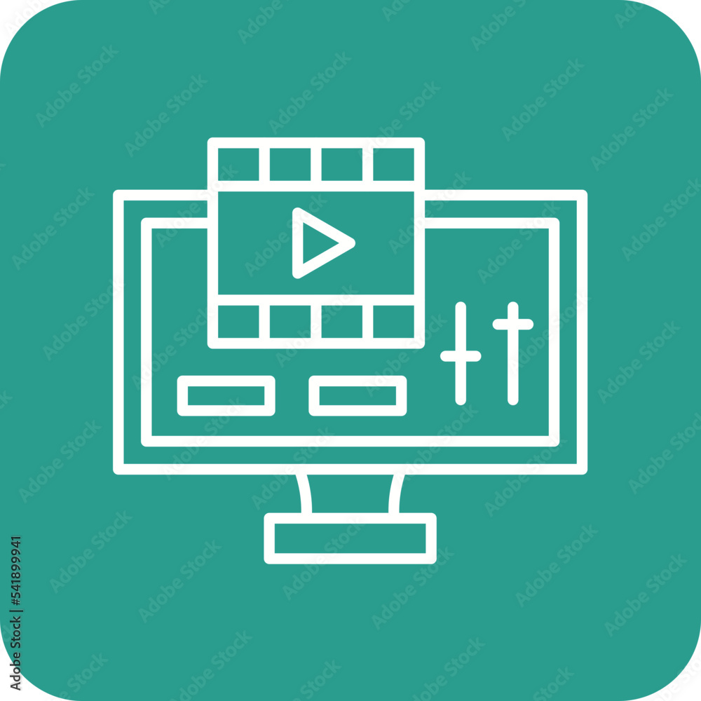 Film Editing Line Round Corner Background Icon Stock Vector | Adobe Stock