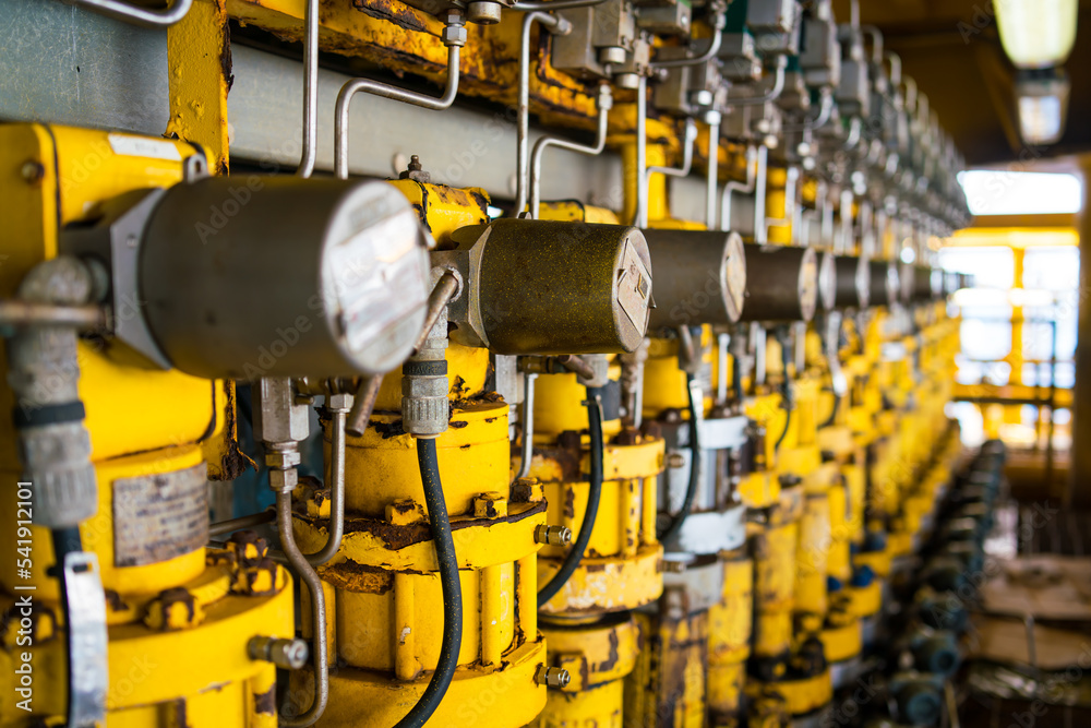 Manifold line of oil and gas production which controlled by program or ...