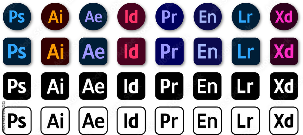 Adobe Products Icon Set: Illustrator, Photoshop, InDesign, Premiere Pro ... Adobe Products Icon Set: Illustrator, Photoshop, InDesign, Premiere Pro ...
