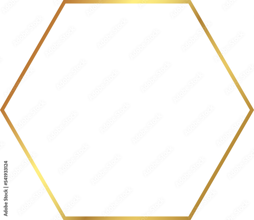 hexagon golden frame isolated on transparent background, luxury gold border design for ...