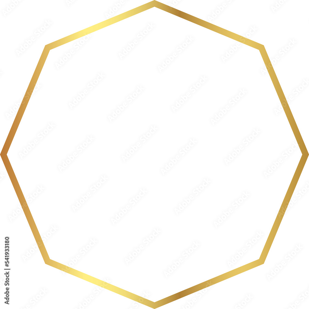 octagon golden frame isolated on transparent background, luxury gold ...