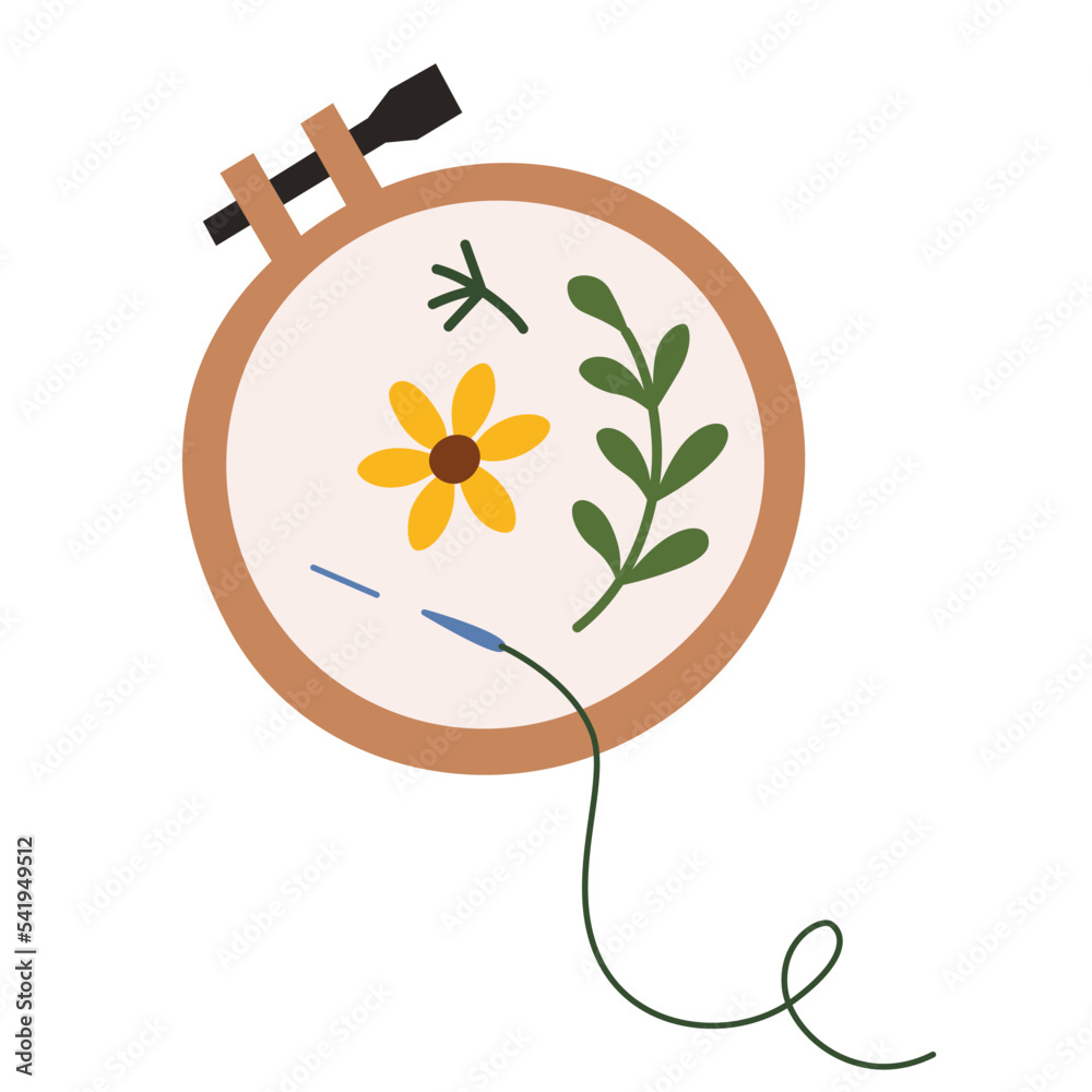 Handmade embroidery icon, doodle illustration of embroidery hoop and ...