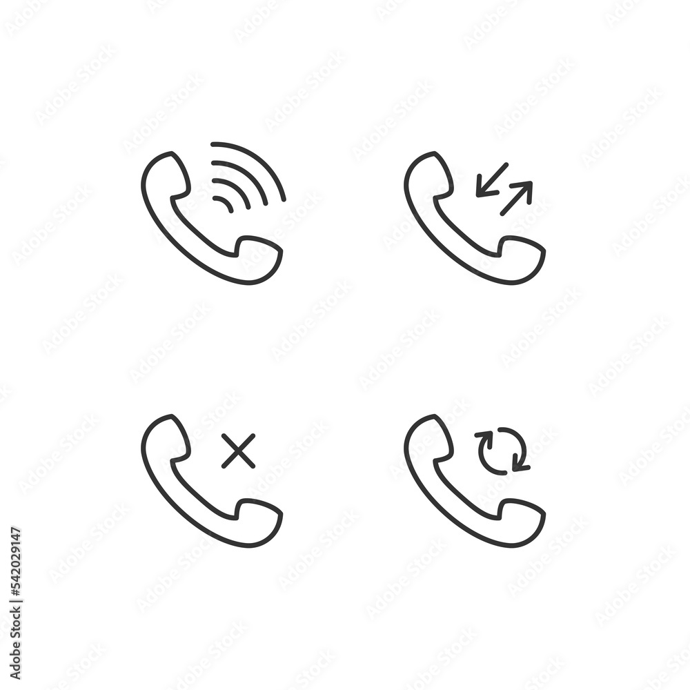 Call Icon Symbol Set Vector User Interface Design Illustration Black ...
