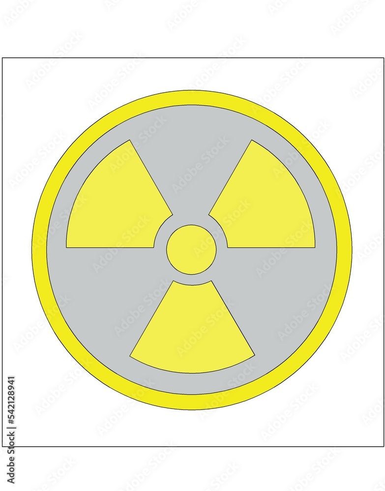 Radiation symbol. Radiation yellow and black sign board with symbol ...