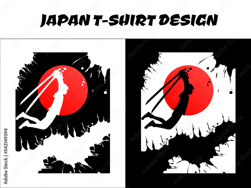 samurai jump for attack, samurai boy, Japanese t-shirt design ...