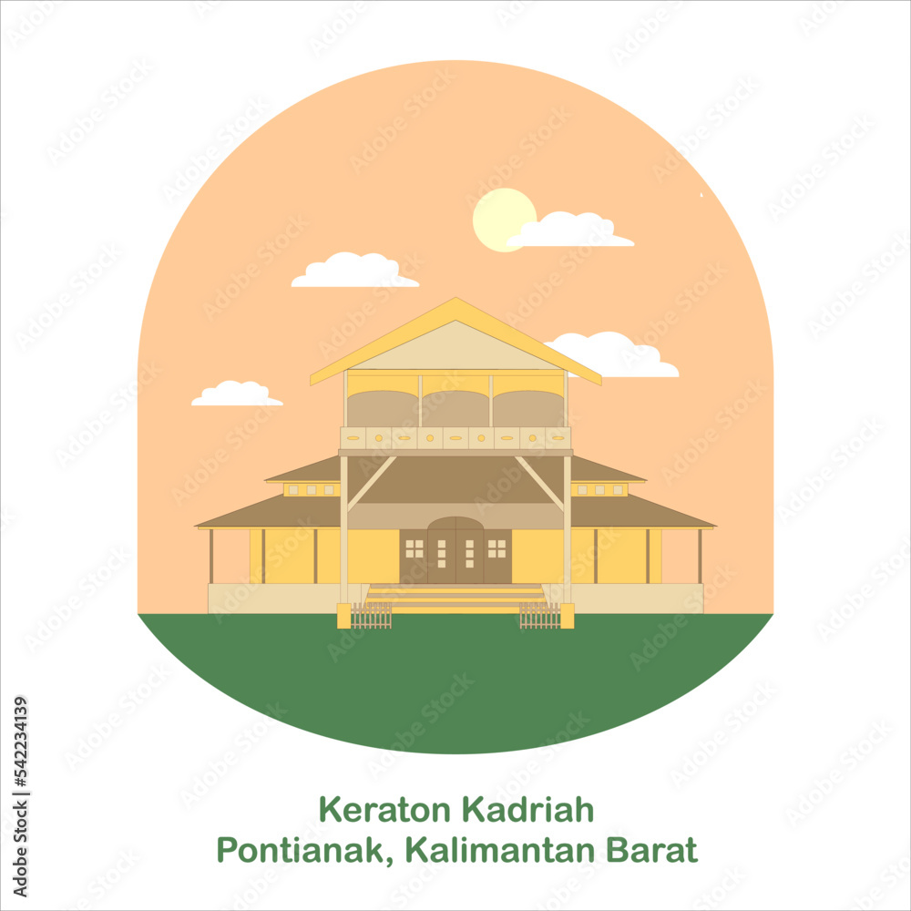 Illustration of landmark Kota Pontianak, Keraton Kadariah Melayu ...