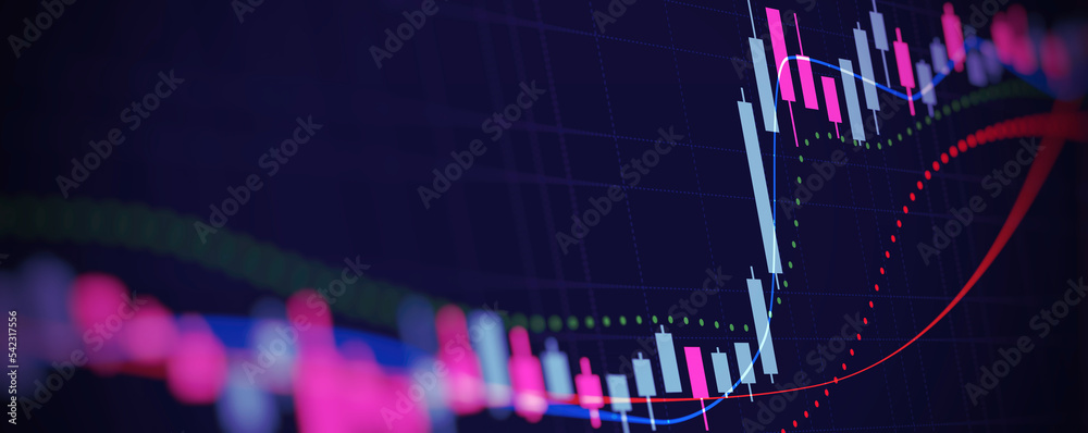 Financial graph with up trend line candlestick chart in stock market on ...