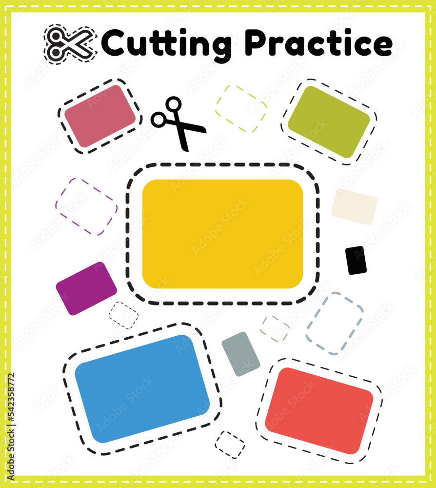 Stock-Vektorgrafik „Cutting practice for kids. Education developing ...