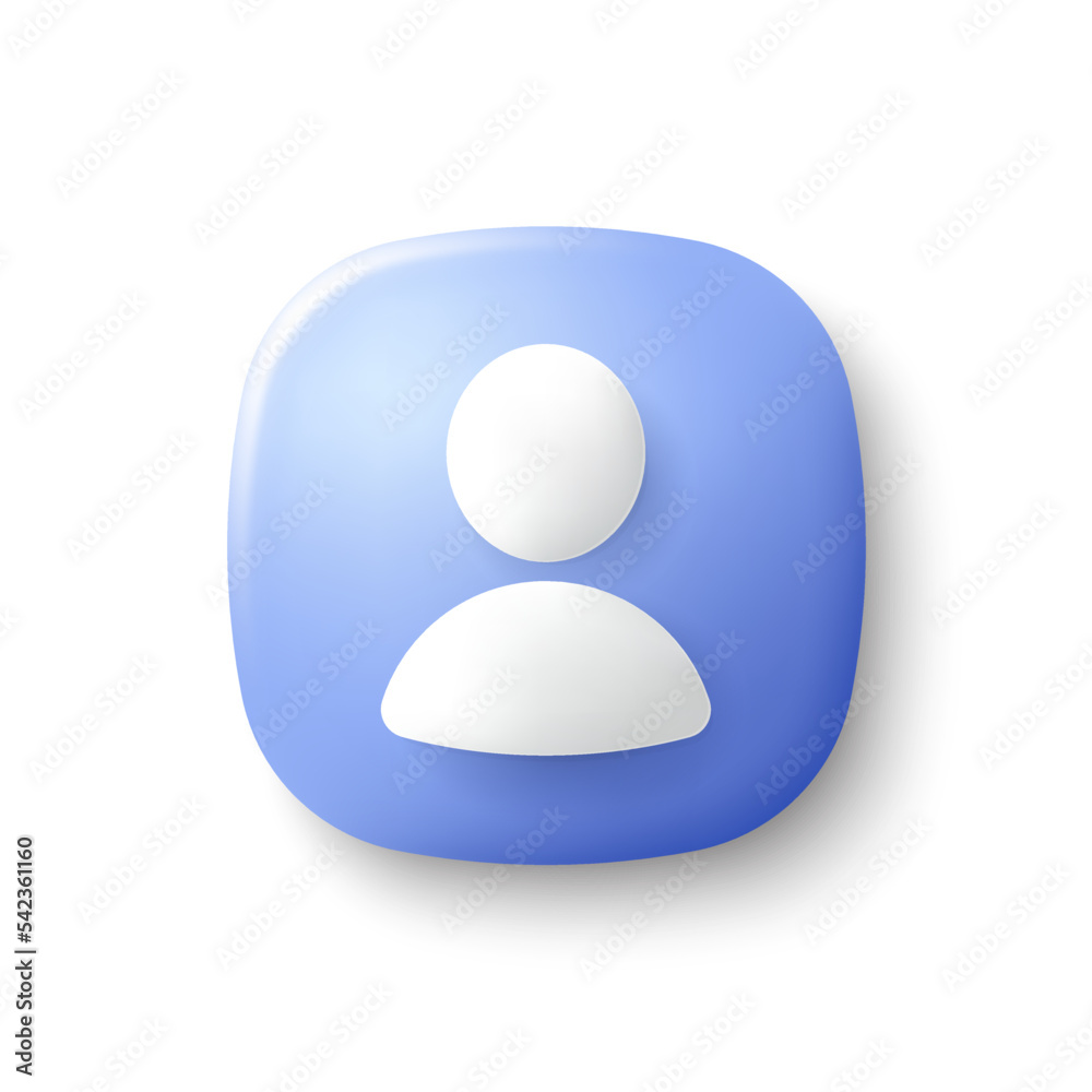3d user profile icon vector. Avatar or person icon. Profile picture ...