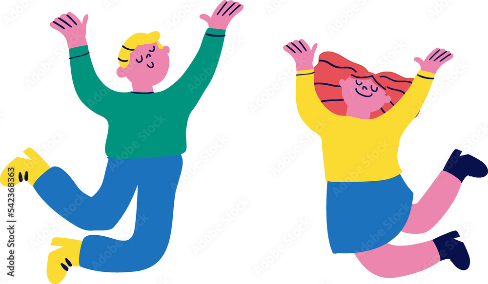 Cute cartoon handdrawn happy people color illustration Stock ...