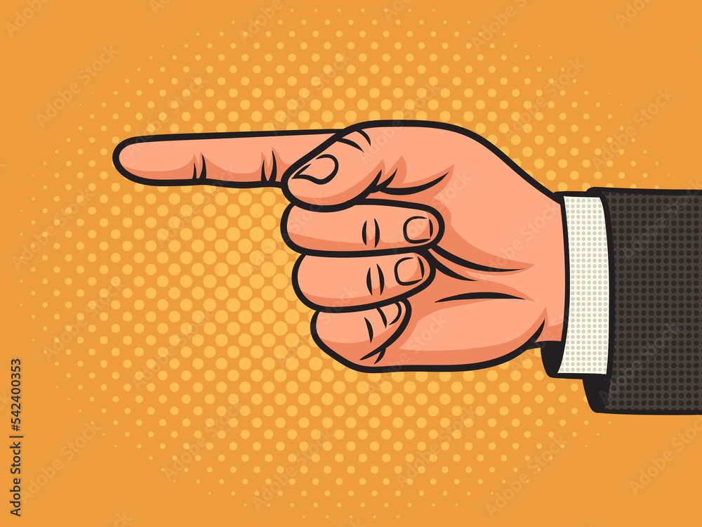 Pointer hand with index finger pinup pop art retro raster illustration ...