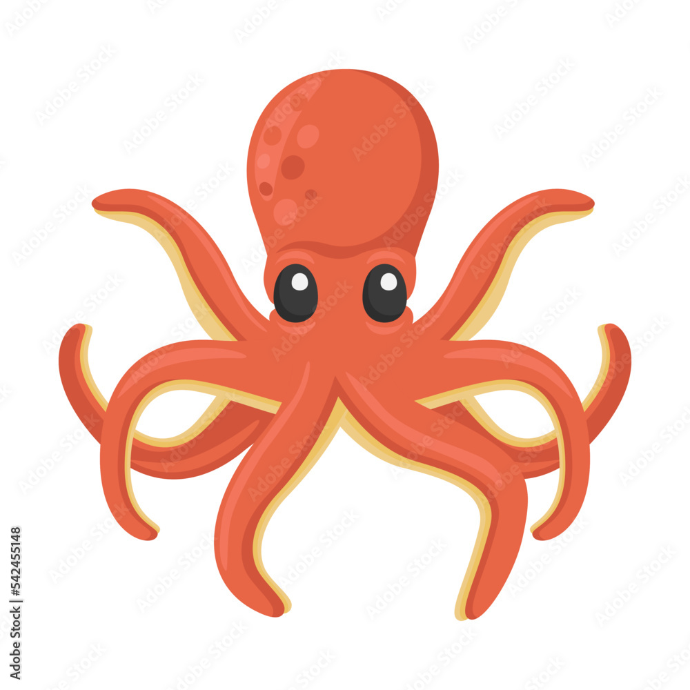 Octopus Sign Emoji Icon Illustration. Sea Animals Vector Symbol ...