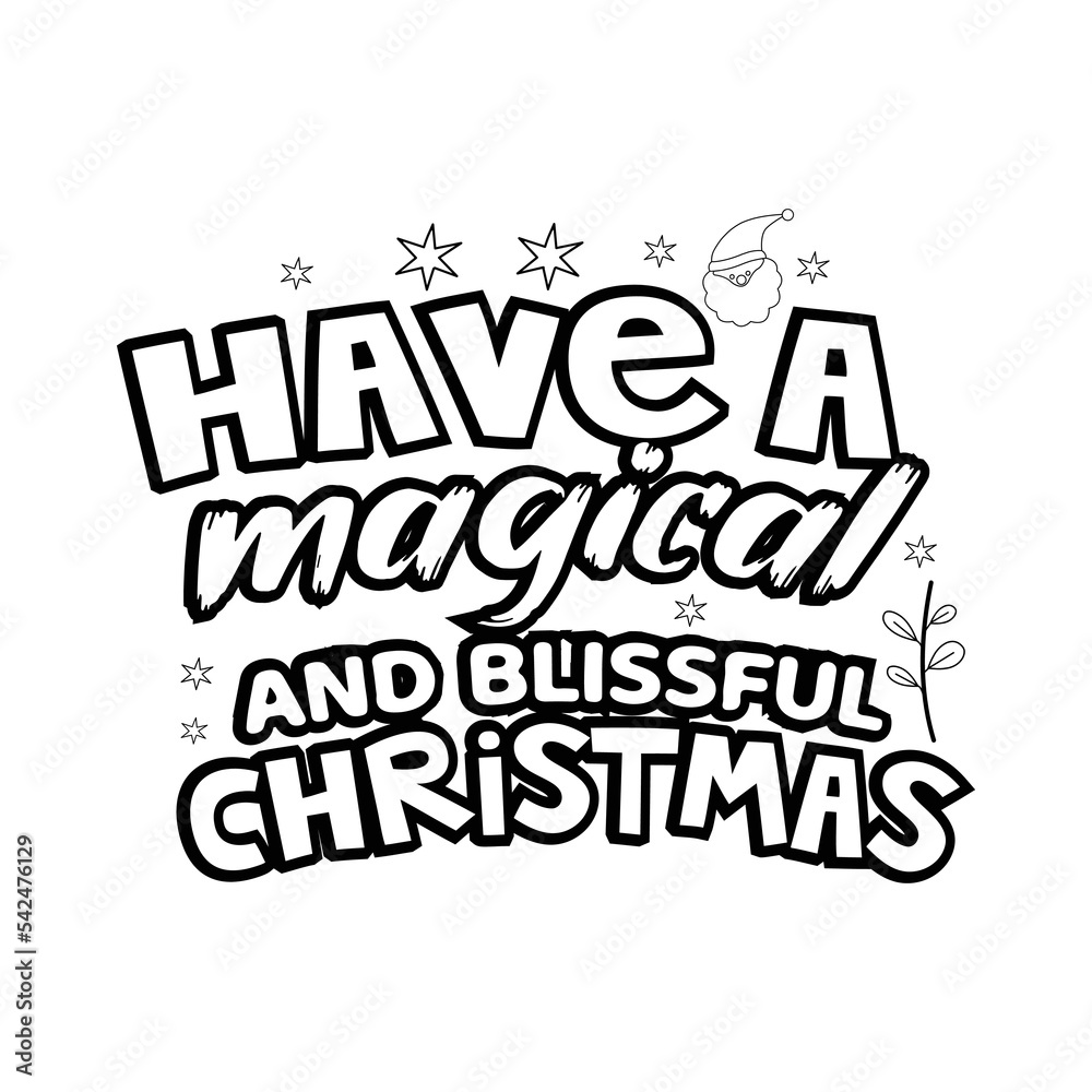 Merry Christmas Coloring page. Christmas line art coloring page design ...