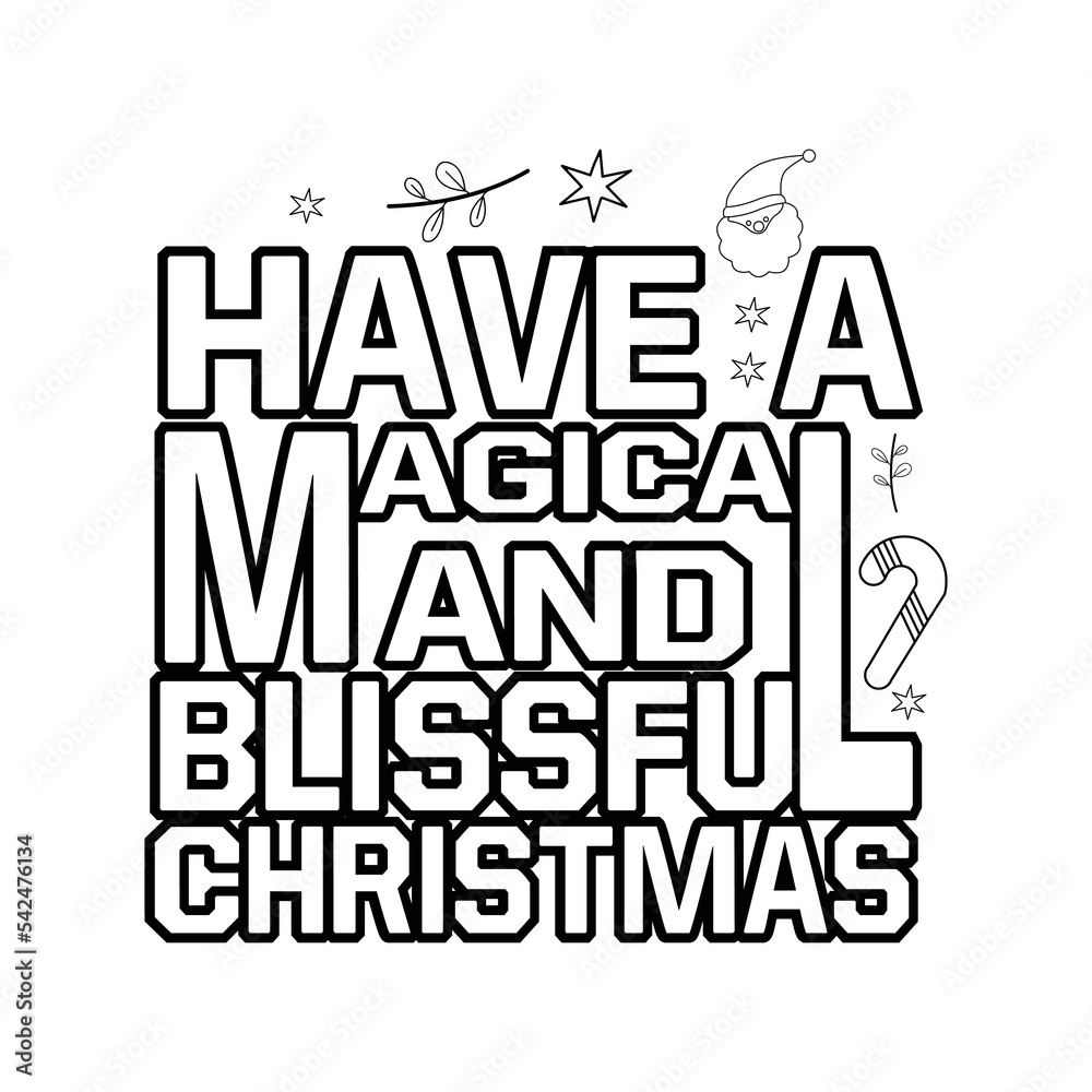 Merry Christmas Coloring page. Christmas line art coloring page design ...