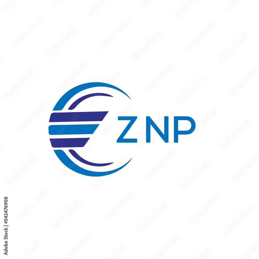 ZNP letter logo. ZNP blue image on white background. ZNP vector logo ...