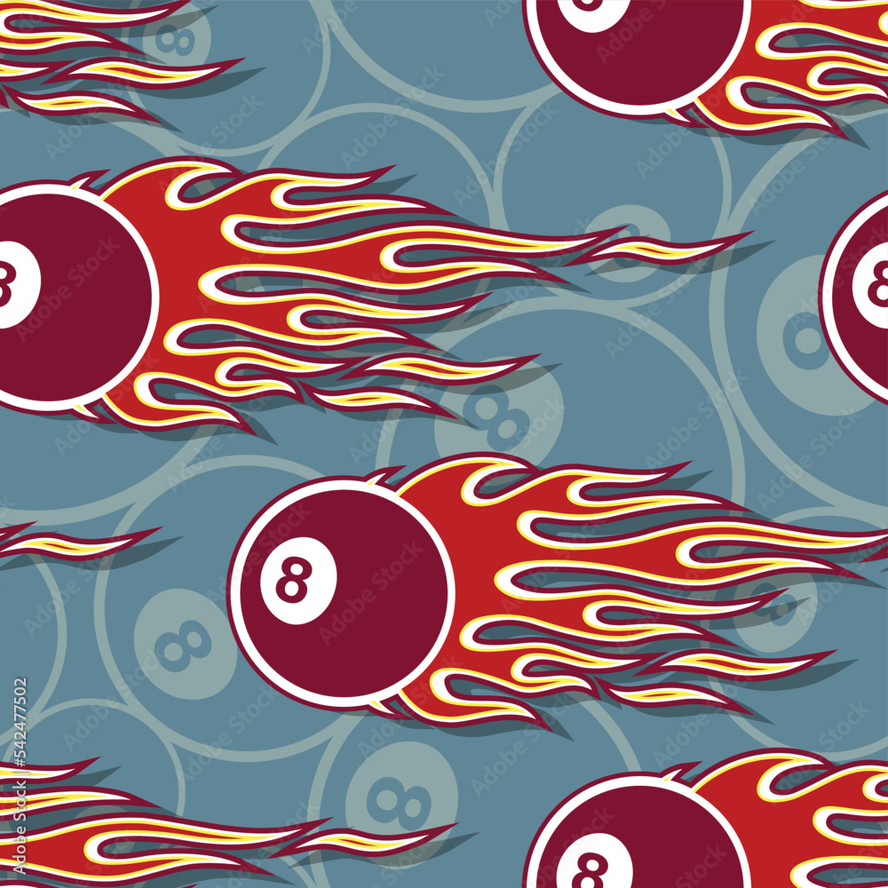 8 ball seamless pattern billiards repeating tile background snooker ...