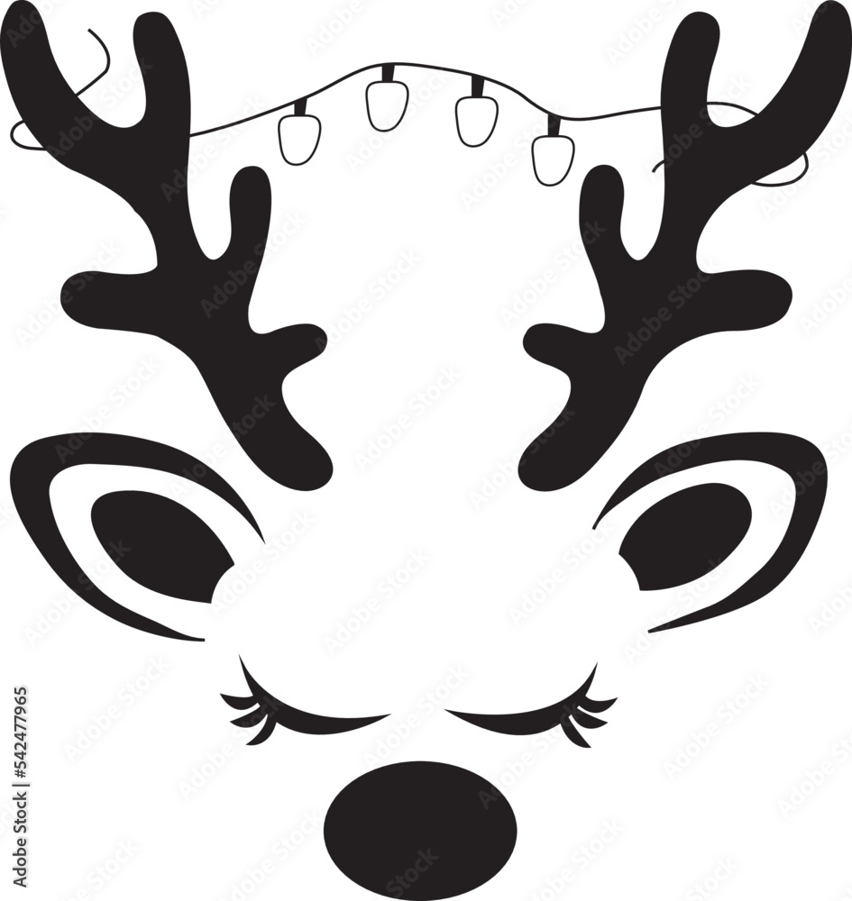 Cabeza de reno con luces de navidad. Icono Vector Stock Vector | Adobe ...