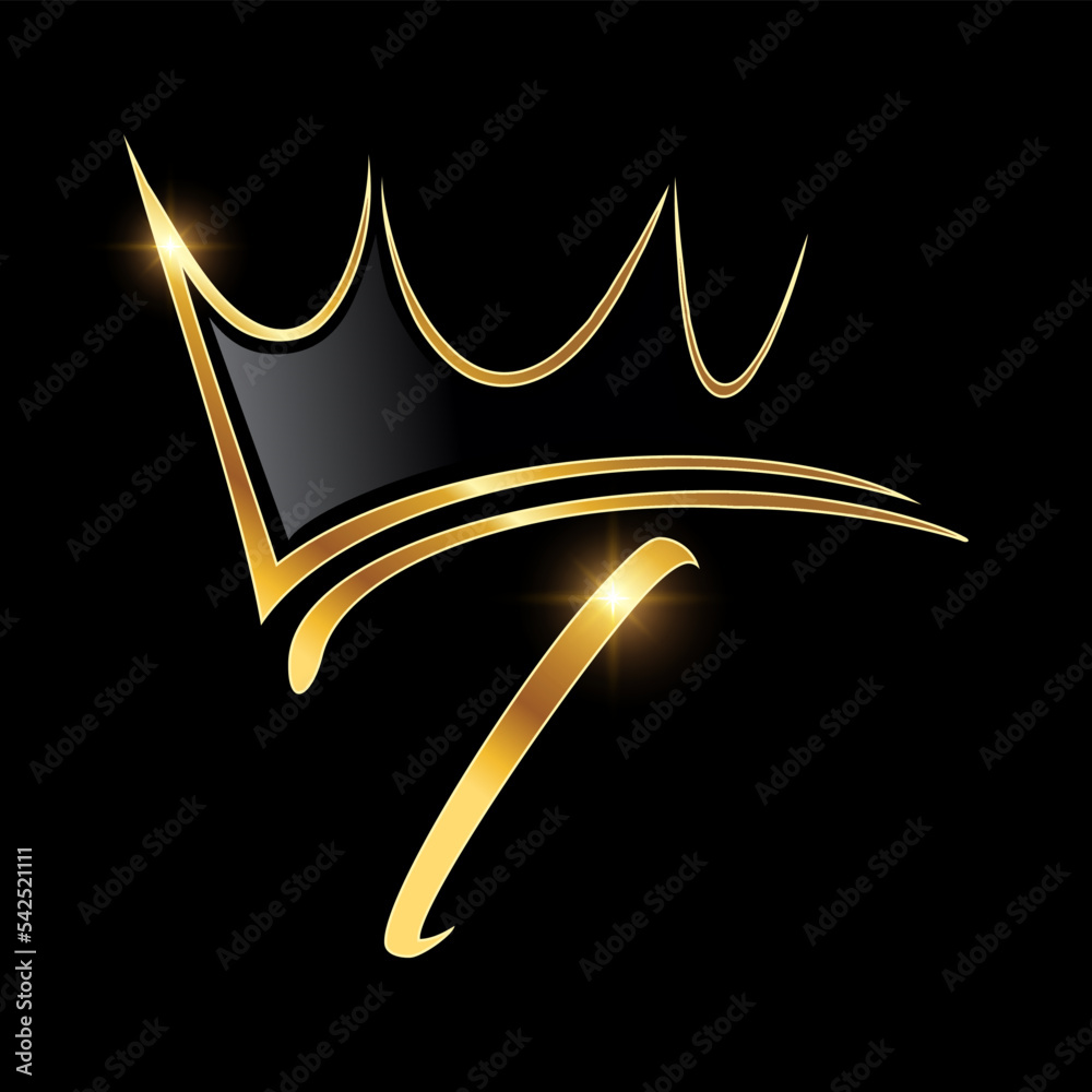 Gold Monogram Crown Logo Initial Letter T Stock Vector | Adobe Stock