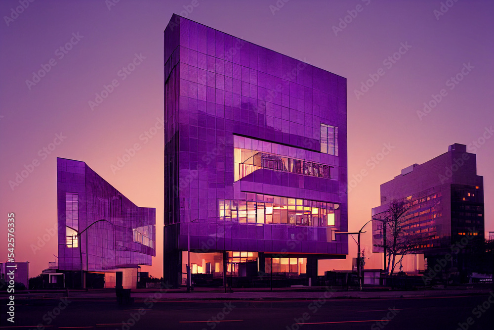 complex of office buildings illustration. The facade of the building in ...