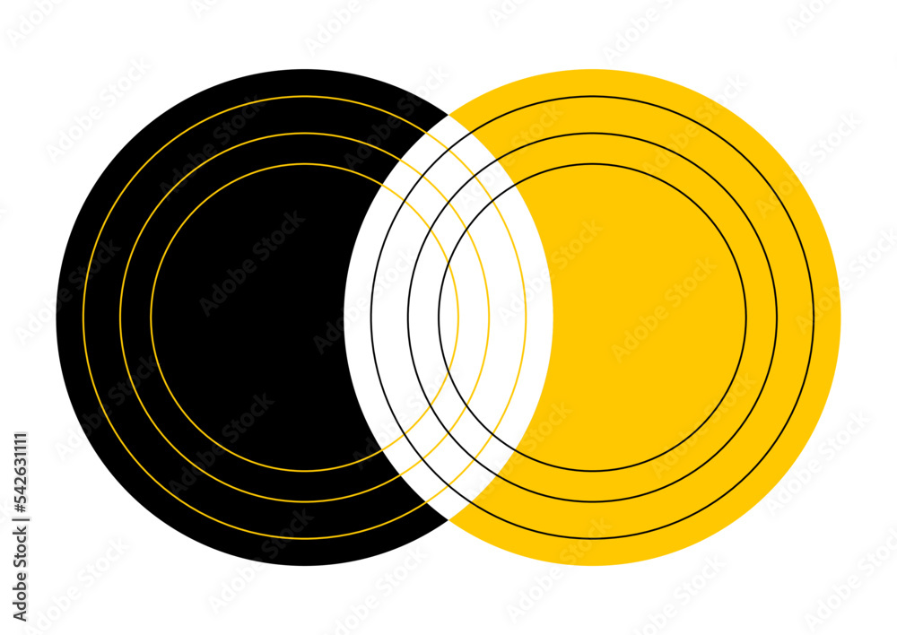 Venn diagram 2 merge circles with lines chart infographic sign. Stock ...