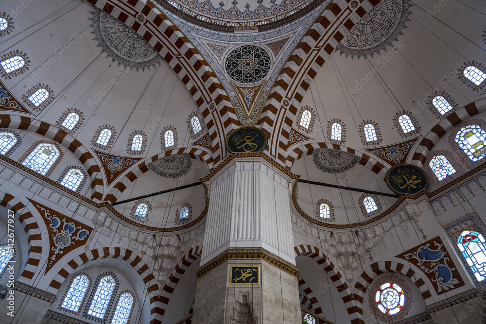 Sehzade Mosque interior, mosque doom design, Islamic concept, Istanbul ...