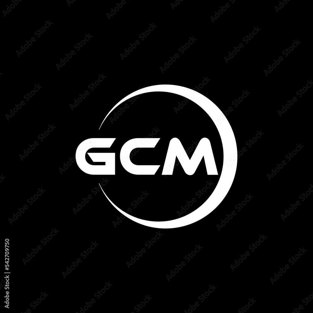 GCM letter logo design with black background in illustrator, cube logo ...