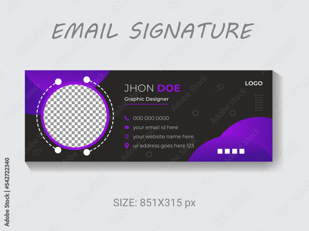 Email signature vector banner template, mail footer and personal social ...