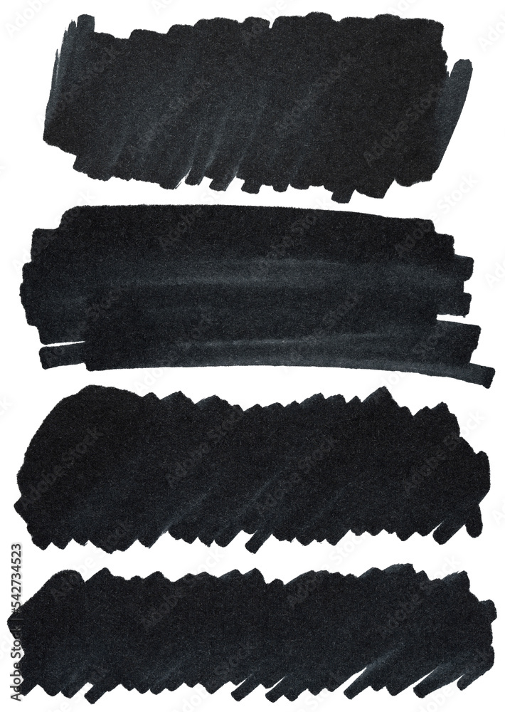 Black marker paint textures. Stroke isolated on transparent background ...