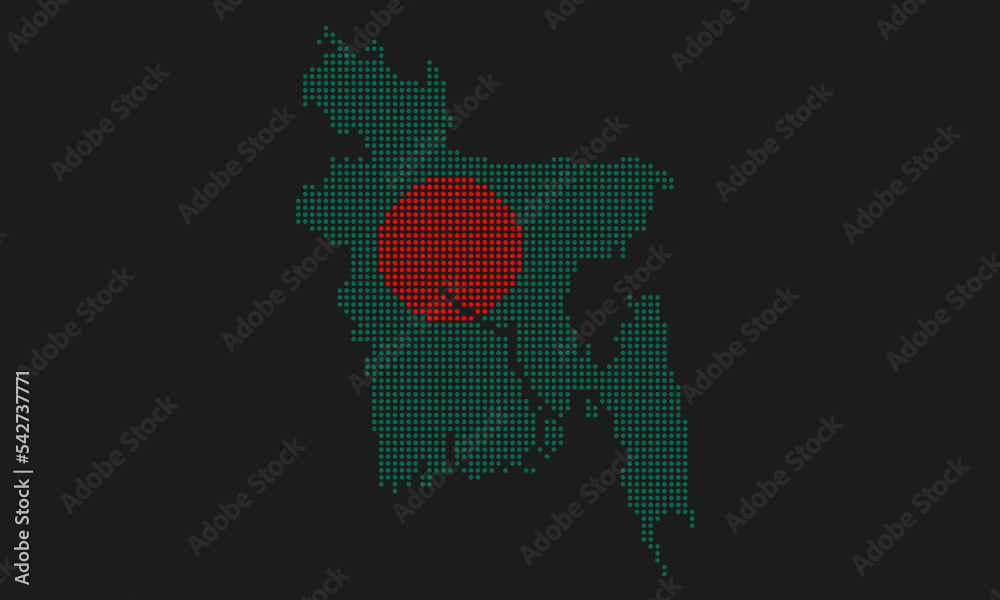 Bangladesh map flag with grunge texture in mosaic dot style. Abstract ...