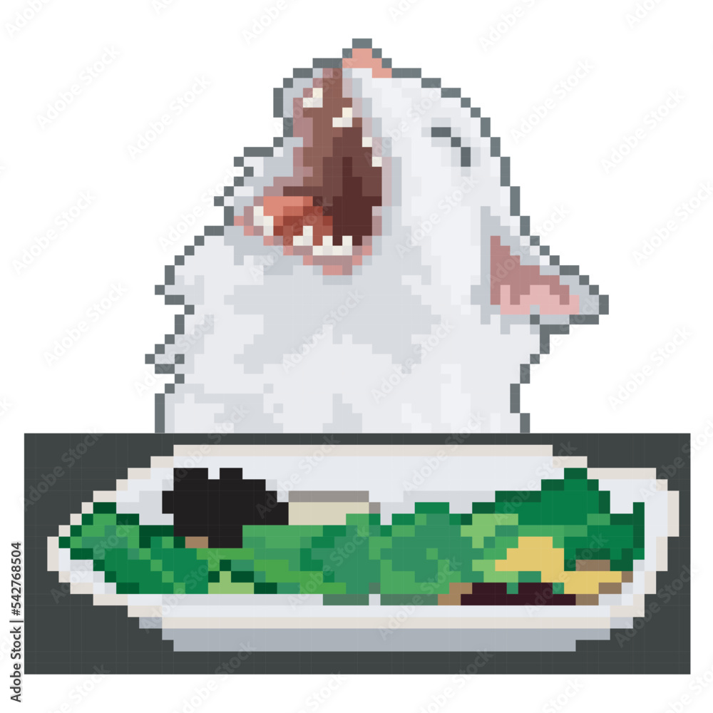 Funny cat illustration, viral meme pixel art icon Stock Vector | Adobe ...