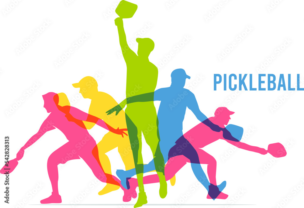 Colorful vector editable pickleball player poses for any graphic ...