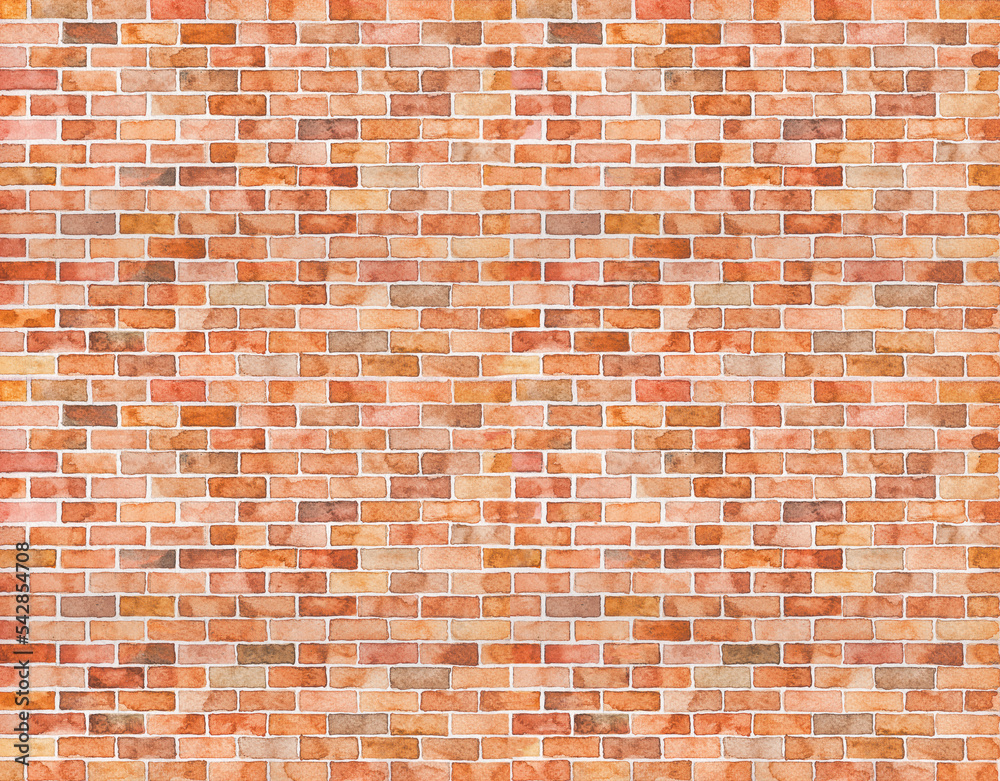 Brick wall pattern texture in watercolor, large size, hand-painted ...