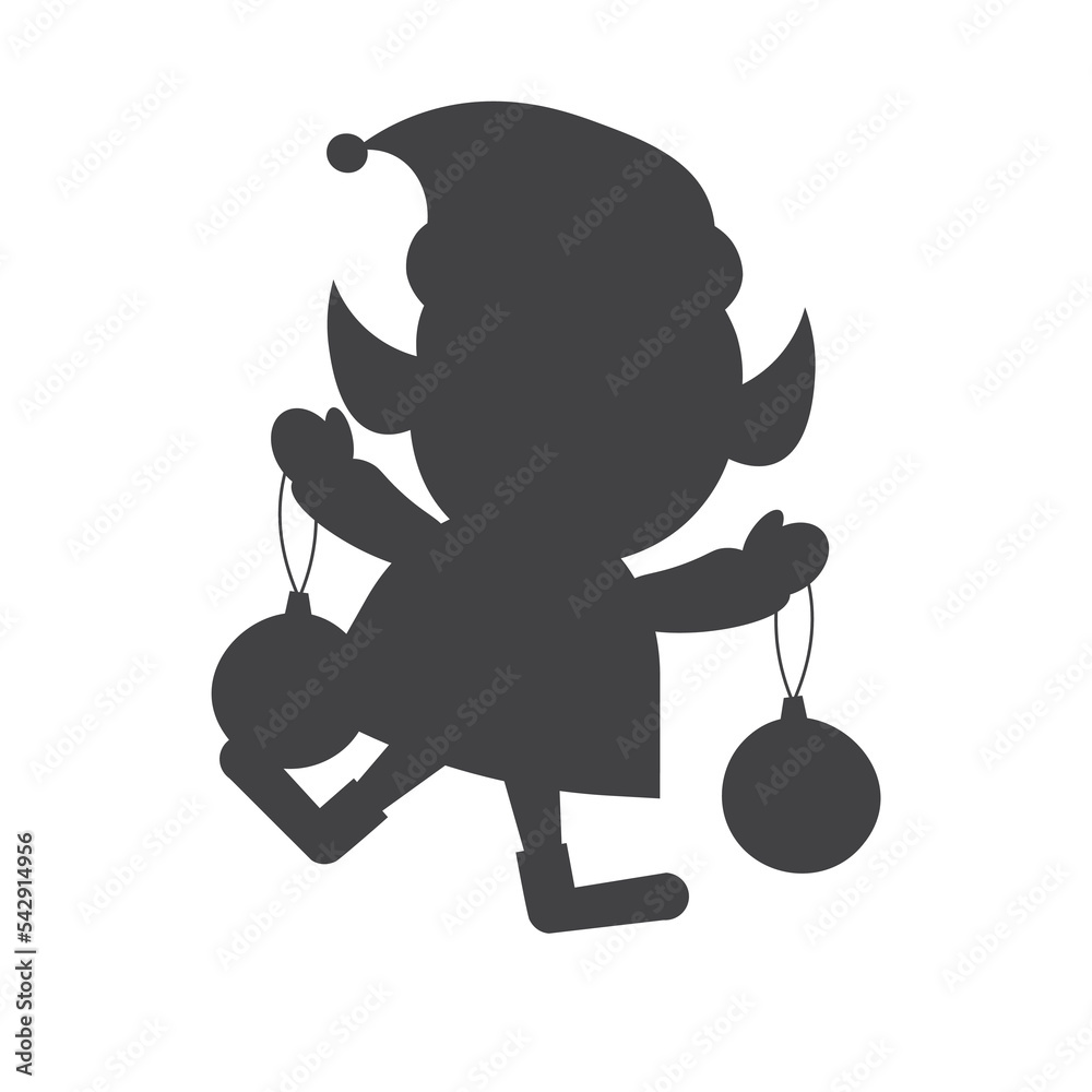 Christmas elf silhouette isolated. Christmas elf illustration. Festive ...