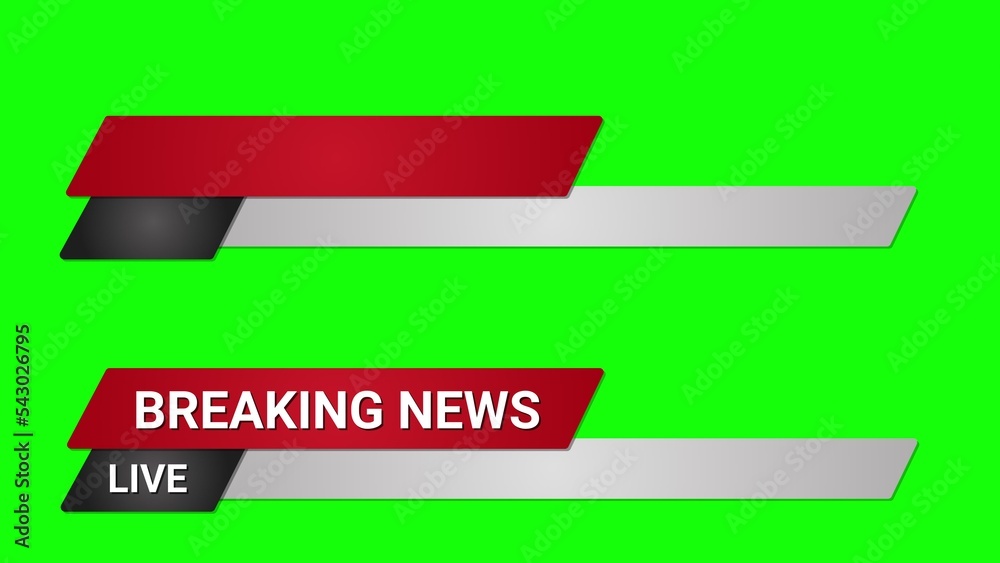 Breaking News and red lower third title strap, on green screen ...