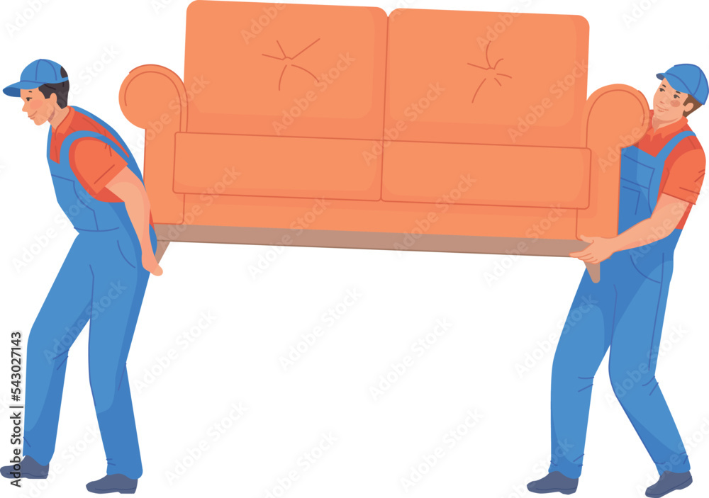 Movers carrying couch. Moving service workers with furniture Stock ...