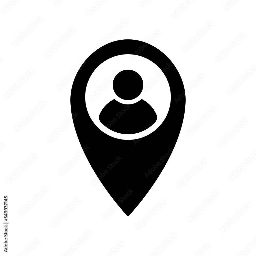 Location icon. Pointer symbol. Pin sign Isolated on white. Man location ...
