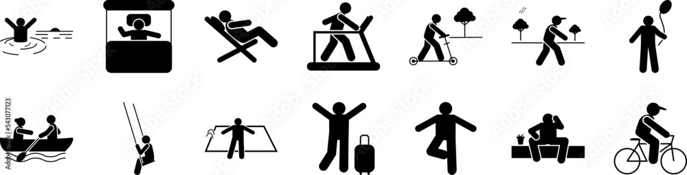 Resort villa hotel activity icons collection vector illustration design ...