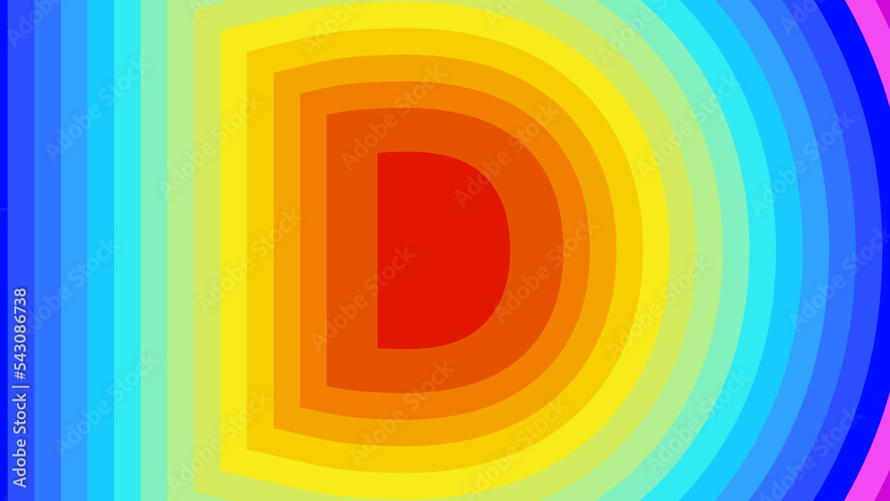 Vector graphic of letter D rainbow background. Alphabet letter D banner ...