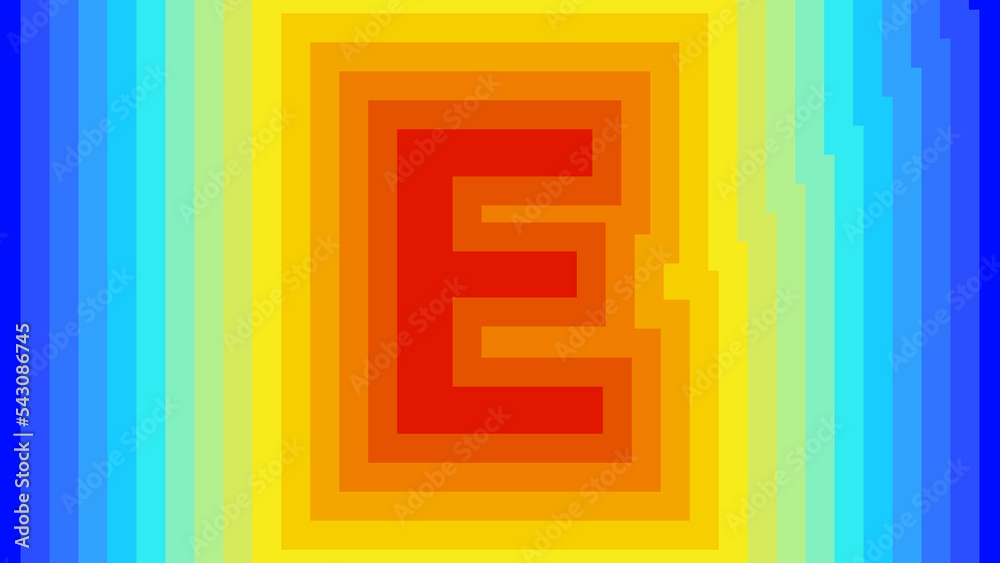 Vector graphic of letter E rainbow background. Alphabet letter E banner ...
