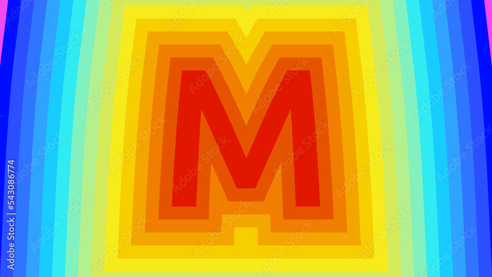 Vector graphic of letter M rainbow background. Alphabet letter M banner ...