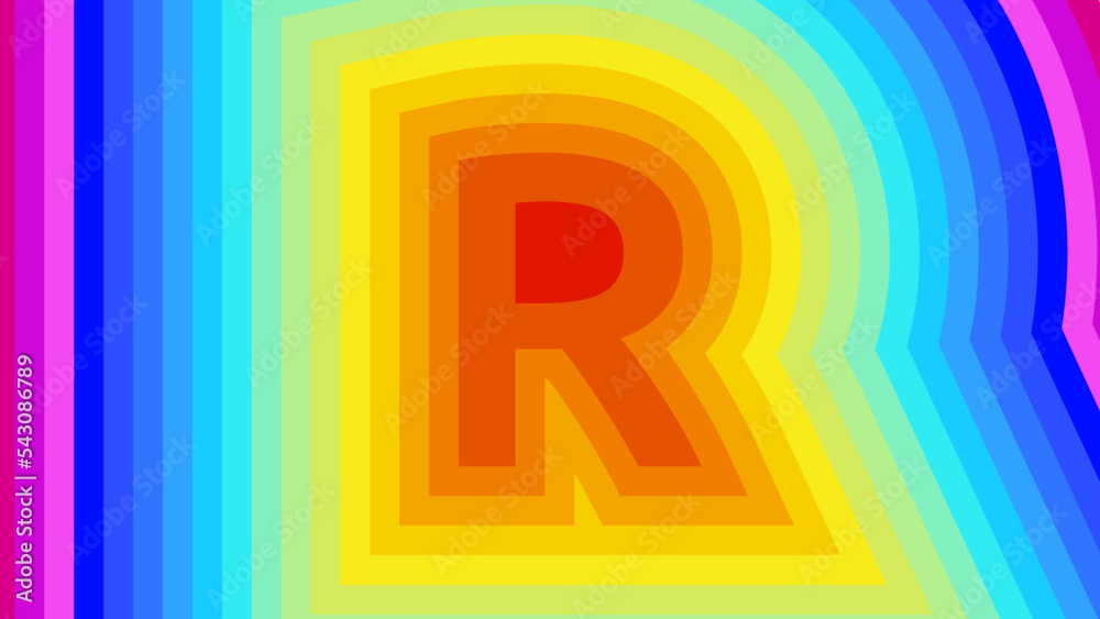 Vector graphic of letter R rainbow background. Alphabet letter R banner ...